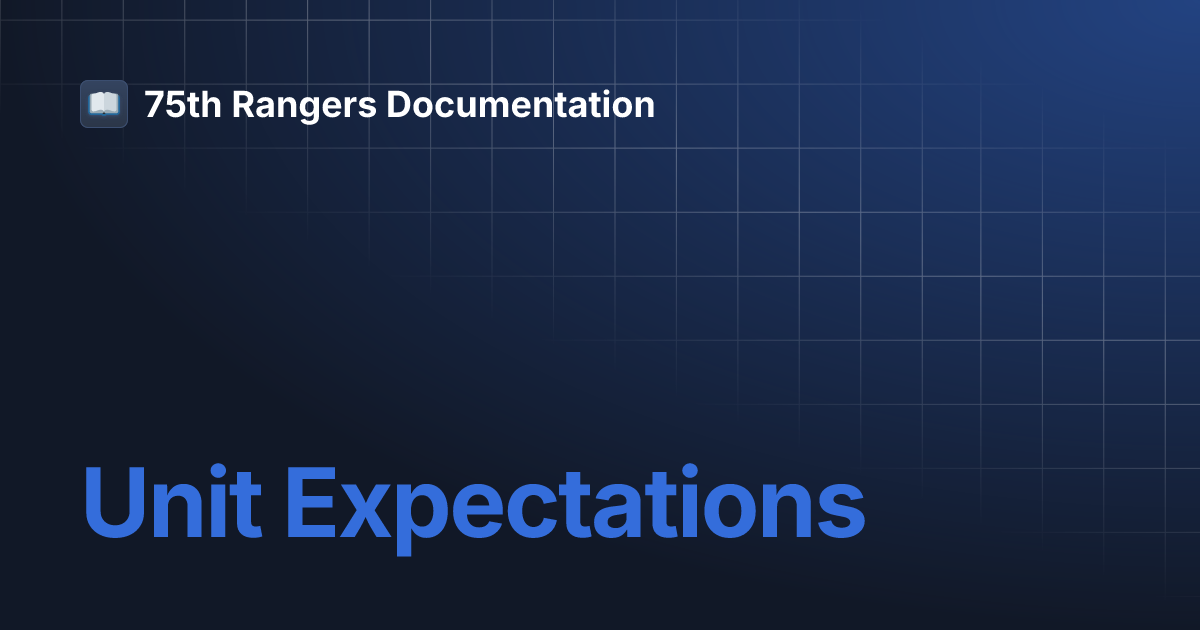Unit Expectations | 75th Rangers Documentation